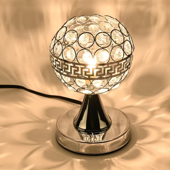 Homesmart | Accents | Nib Silver Round Crystal Lamp With Bulb And Touch Control | Poshmark